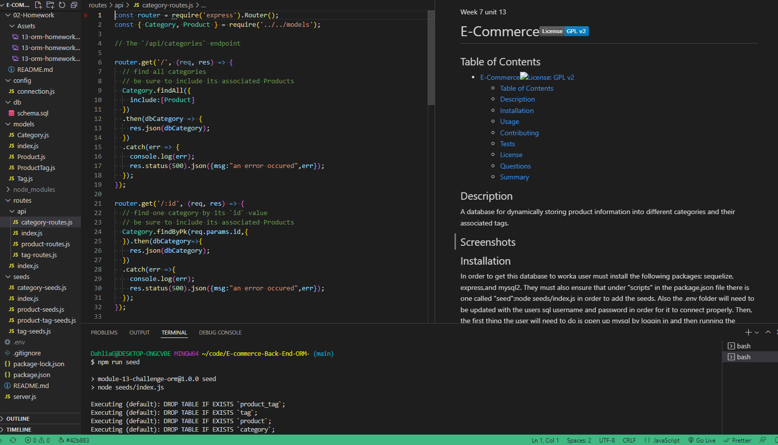 GitHub - DahliaGRV/E-commerce-Back-End-ORM-: Week 7 unit 13