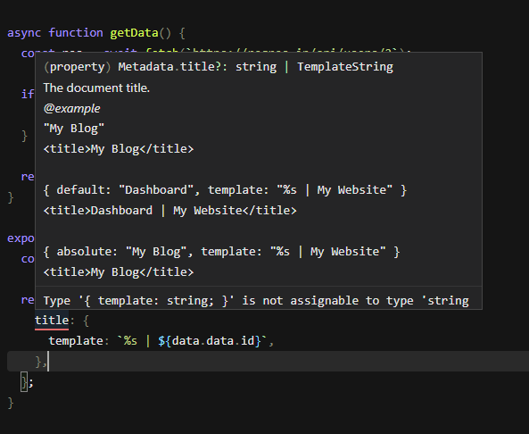 Generatemetadata Title Template Ts Error · Issue 50789 · Vercelnextjs · Github
