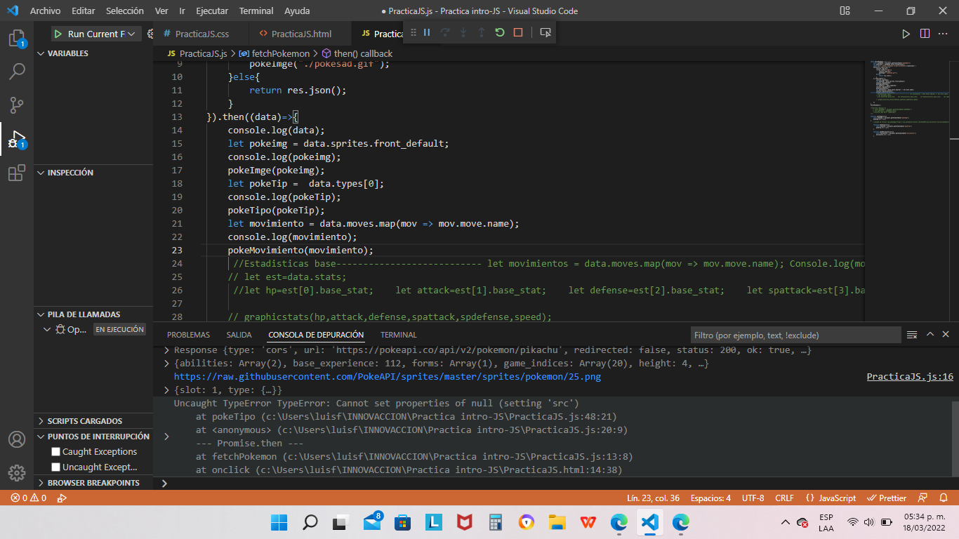 Movimientos y estadísticas JS · LaunchX-InnovaccionVirtual FrontEnd ...