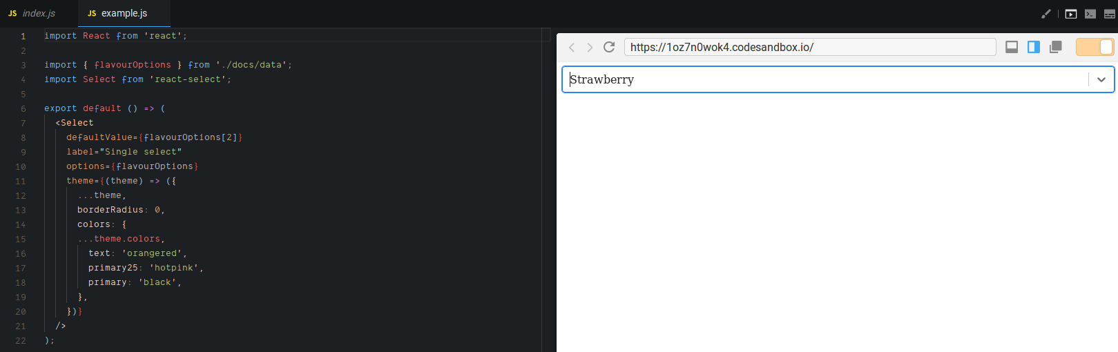 Documentation example differ from reality · Issue #3040 · JedWatson/react-select · GitHub