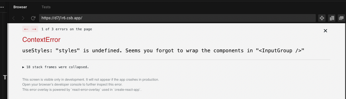 Uncaught ContextError: useStyles: "styles" is undefined. Seems you ...