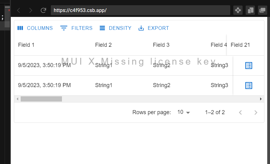 Mui Datagridpro Misaligned Header And Cells For Pinned Columns · Issue 10238 · Mui Mui X · Github