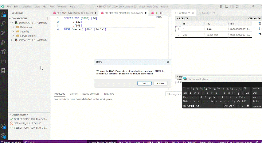 A11y_mssql for VSCode_mssql Extension_New Connection_ScreenReader ...
