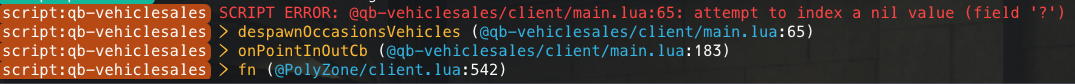 Attempt to index a nil value (field '?') · Issue #40 · qbcore-framework/qb-vehiclesales · GitHub