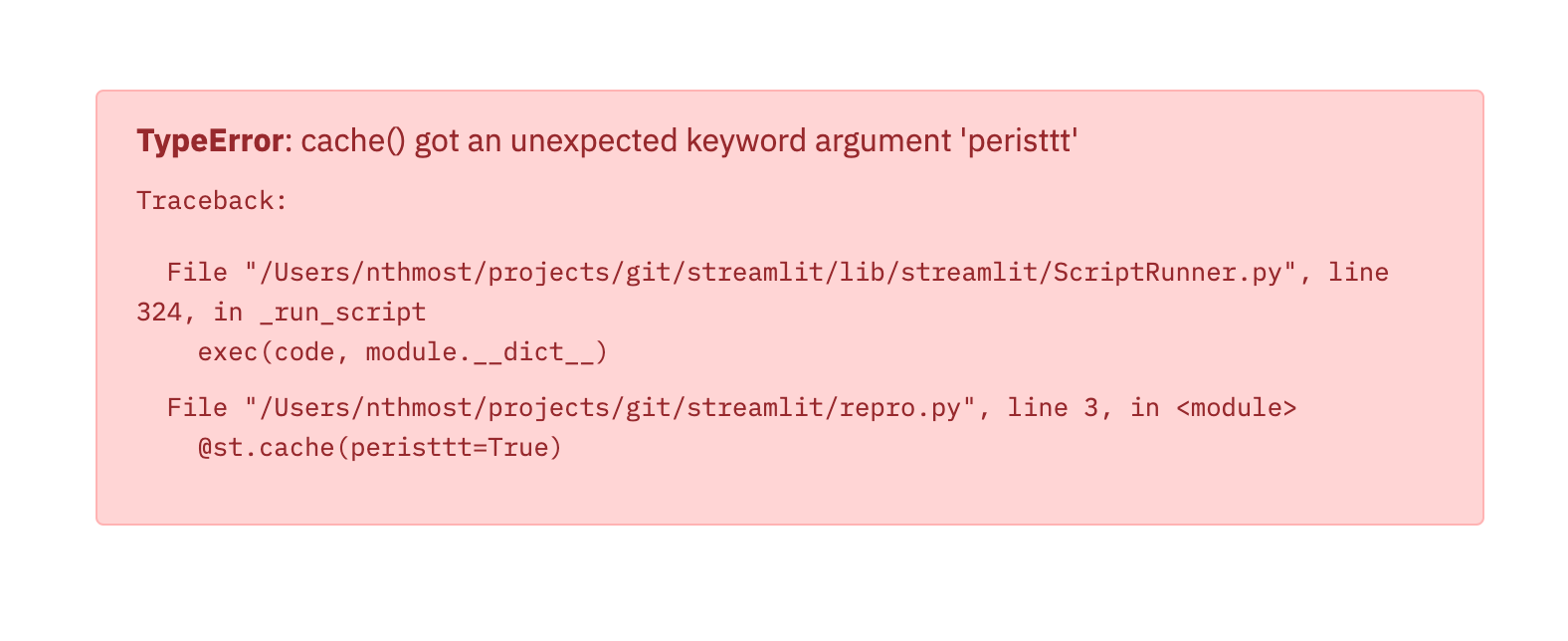 `@st.cache` should only accept valid keyword arguments · Issue #906 · streamlit/streamlit · GitHub