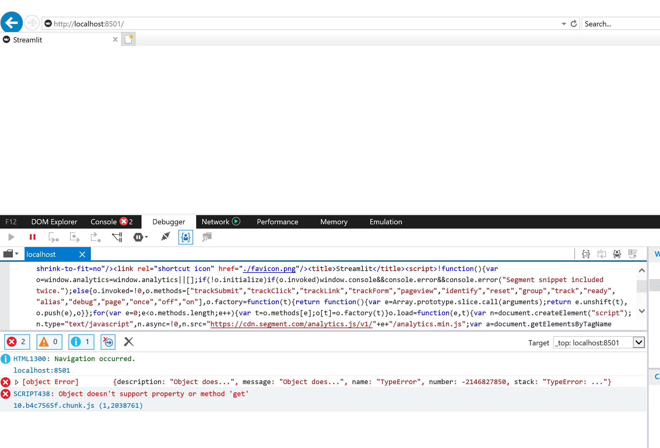 Blank page in IE 11 running any streamlit script · Issue #1429 ...