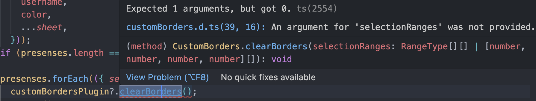 [Bug]: Typescript definition of method `clearBorders` of custom borders ...