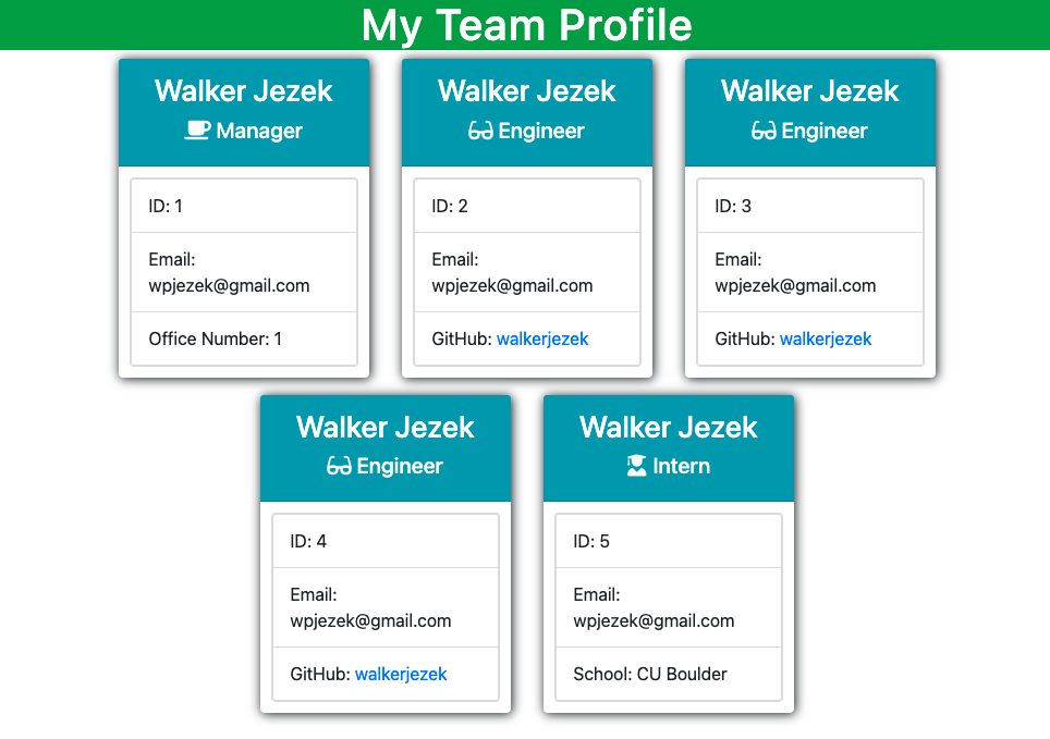 GitHub - walkerjezek/Team-Profile-Generator