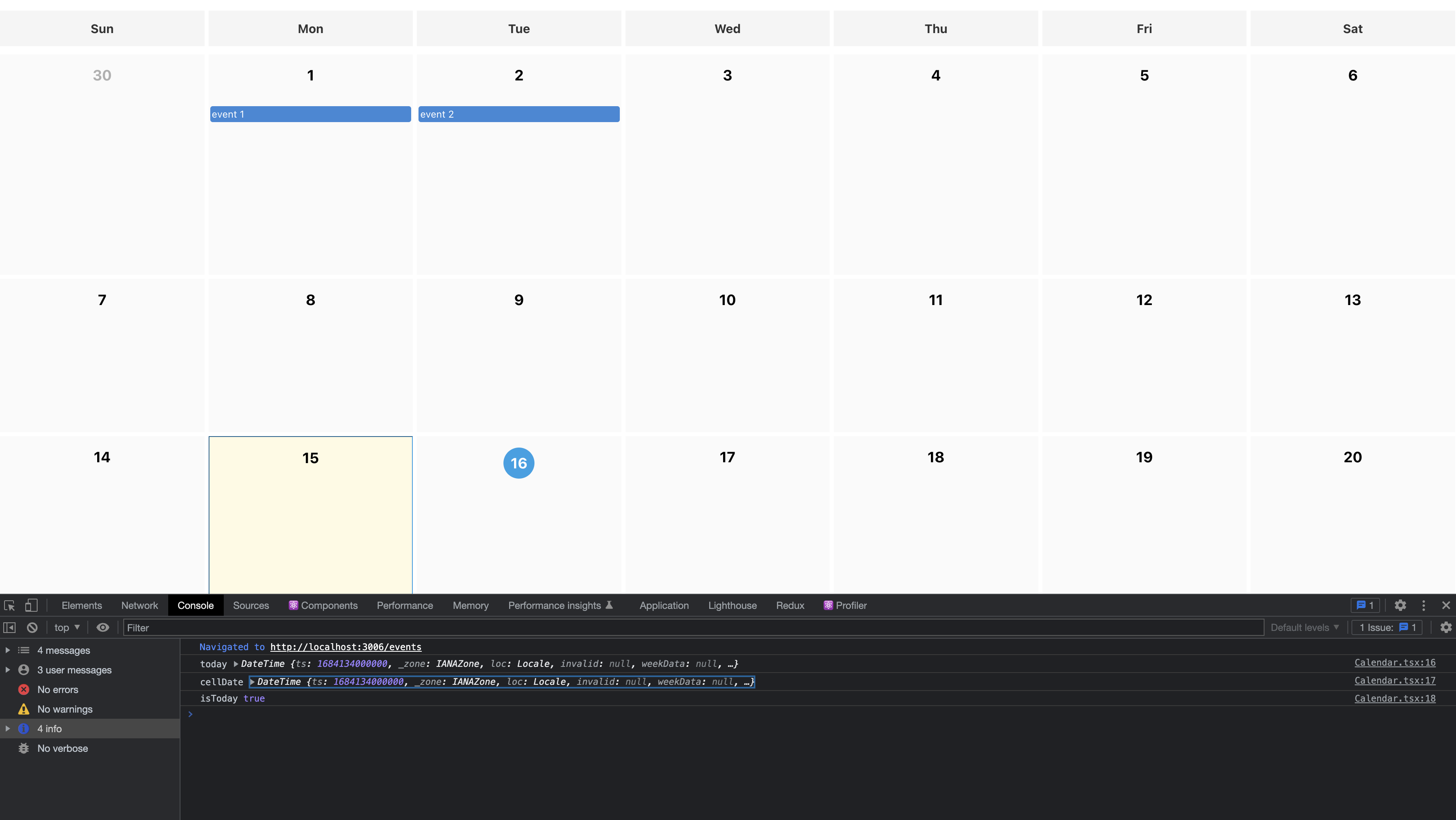 Custom day cell content is getting rendered on next day, not on today's date. · Issue #7333 ...