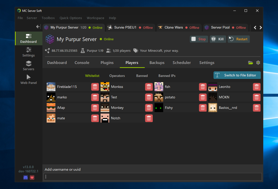 players tab · Issue #930 · MCSManager/MCSManager · GitHub