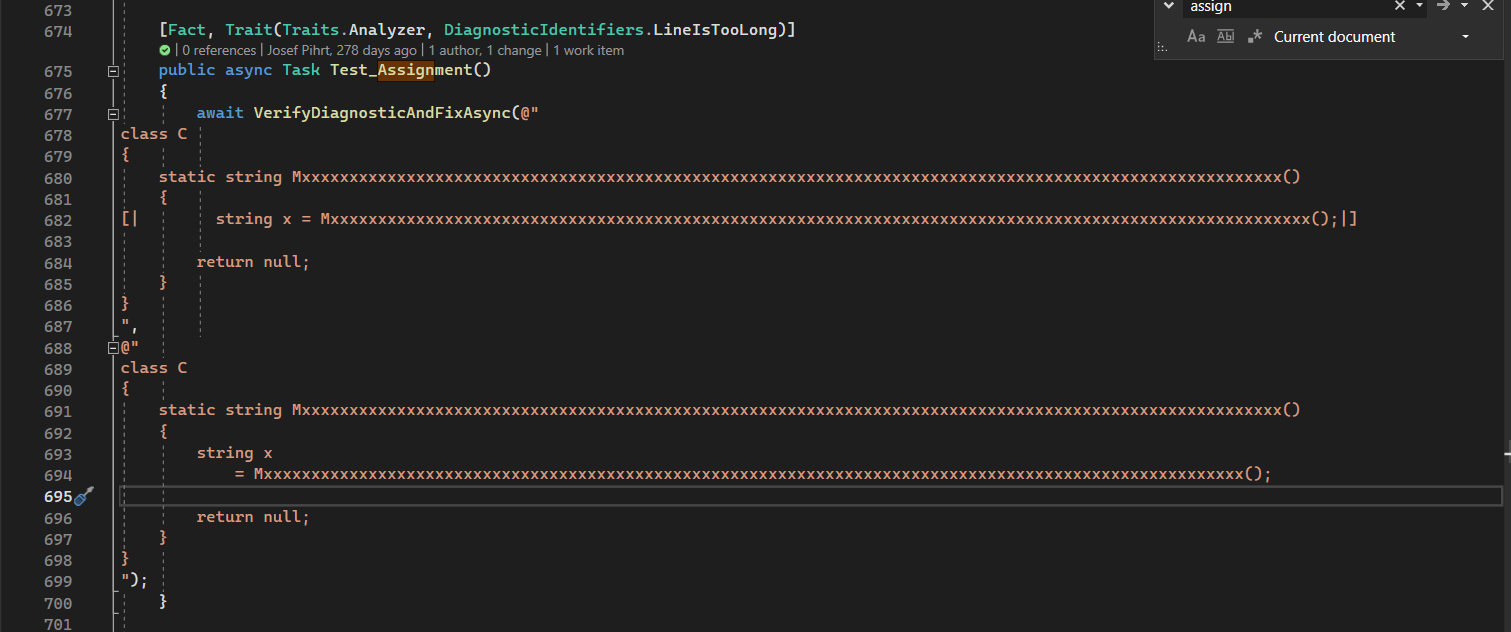 Roslynator fix doesn't fix all instances of long line diagnostic (RCS0056) · Issue #1182 ...