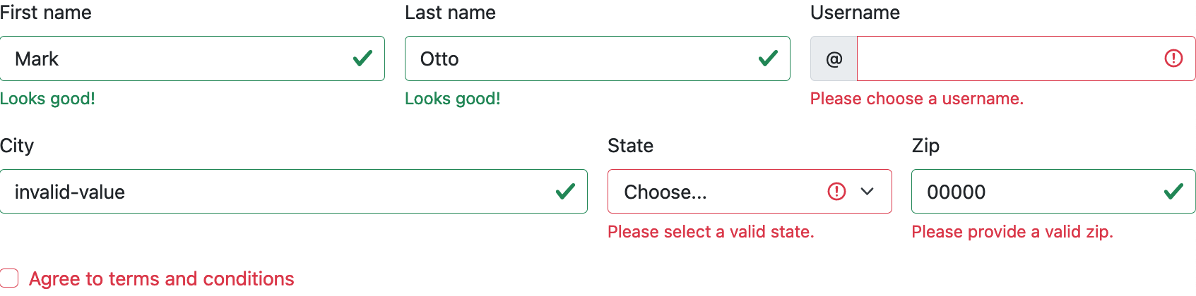input with value shown as valid with was-validated, is-invalid, and invalid-feedback · Issue ...