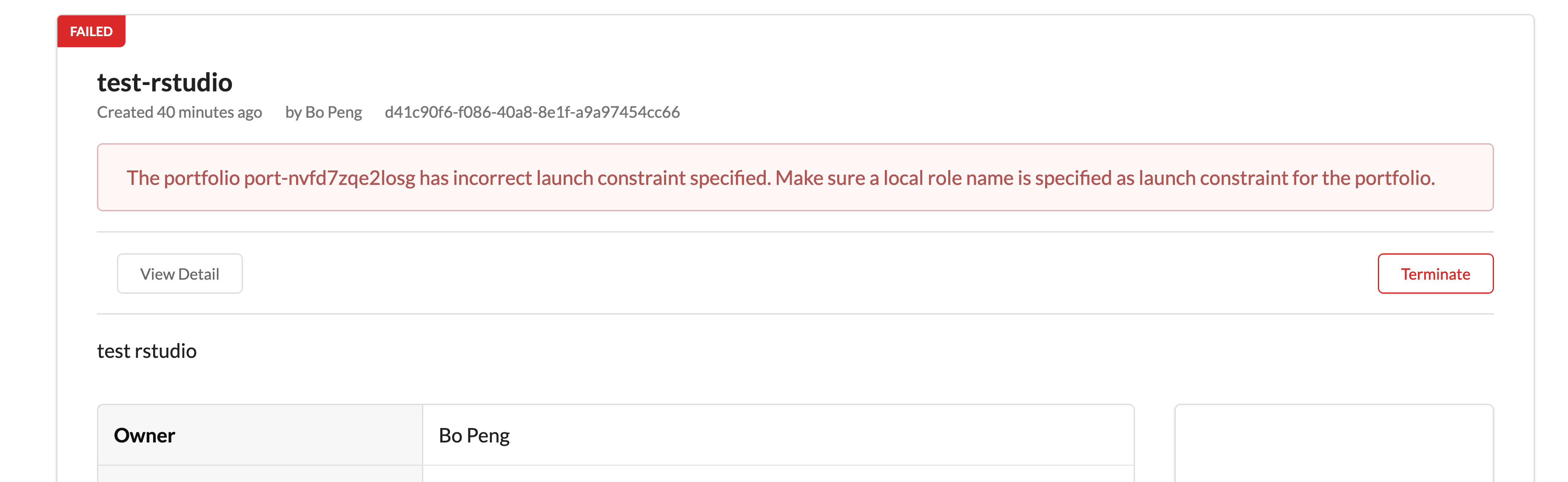 [bug] Unable To Start Workspace Incorrect Launch Contraint Specified · Issue 1131 · Awslabs