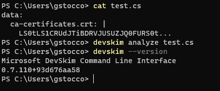 [False Positive] Base64-encoded CA certificate · Issue #464 · microsoft/DevSkim · GitHub