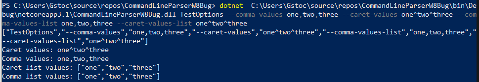 Options On Windows 8 Doesn T Pass Through Full Argument If It Contains A Comma · Issue 640