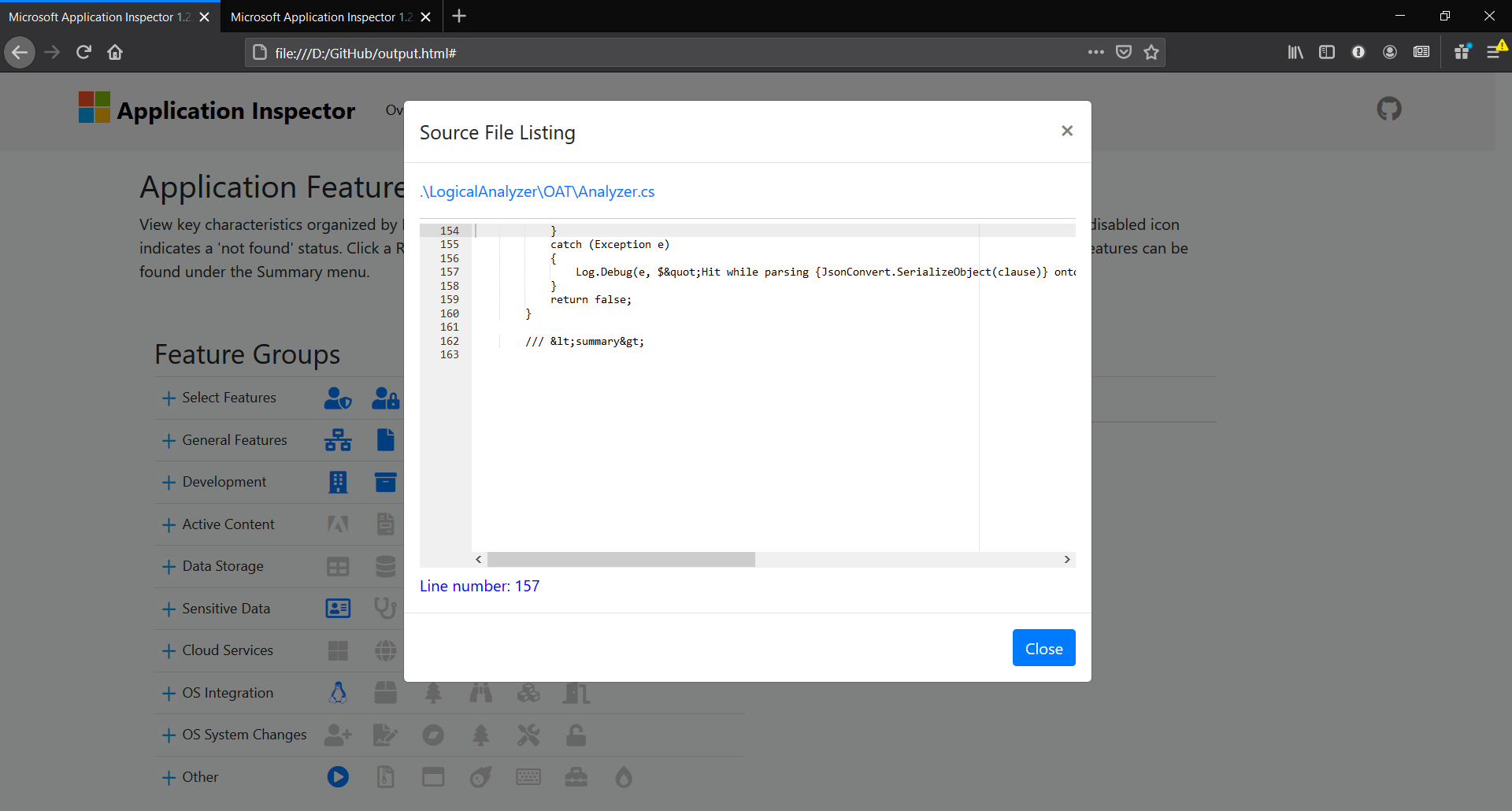 Automatically highlight the line with finding, not the first line of ...