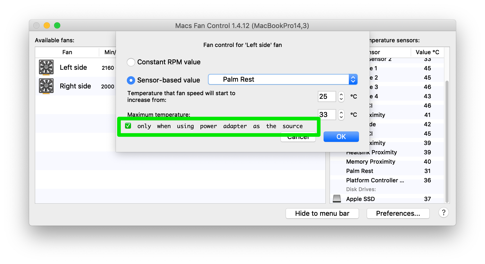 Change fan control policy based on power input · Issue #50 · crystalidea/macs-fan-control · GitHub