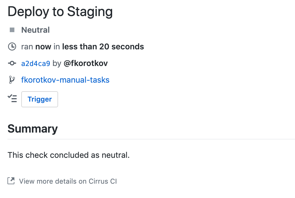 consider setting github check status for manual approval actions to "Neutral" · Issue #369 ...