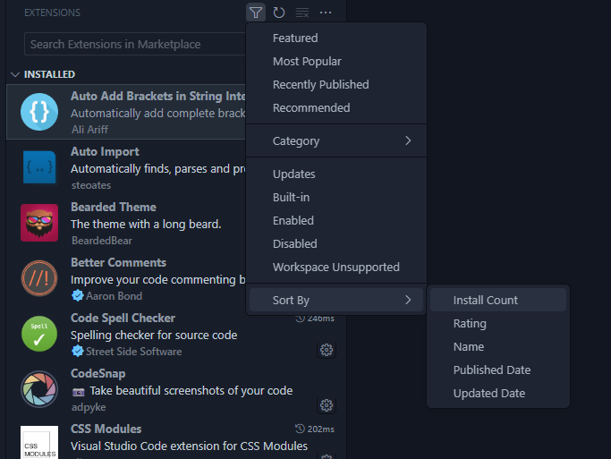Add Sort By Activation Time For Extensions · Issue 171556 · Microsoft Vscode · Github