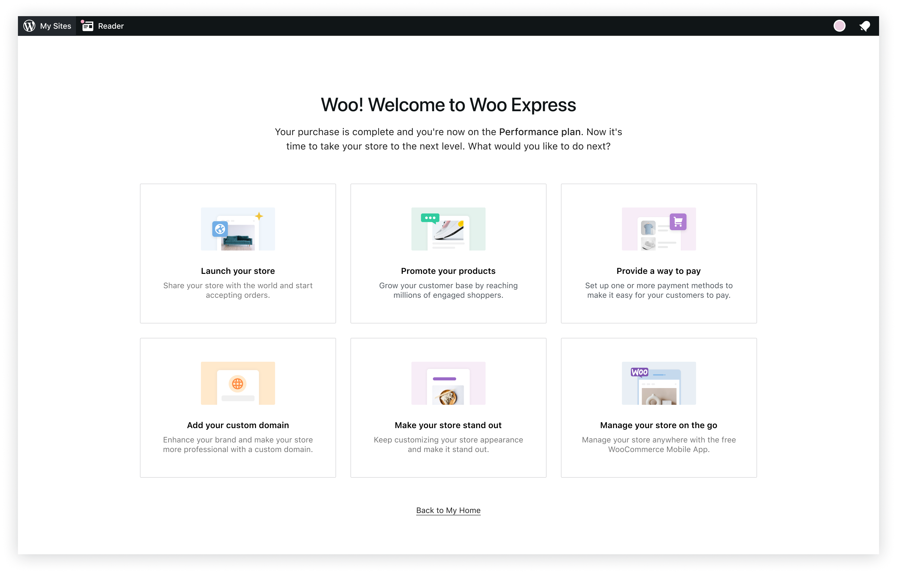Add a card to go back to dashboard after purchase · Issue #1171 · Automattic/wc-calypso-bridge ...