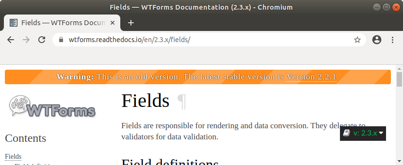 Website directs user to "new" old version · Issue #629 · pallets-eco/wtforms · GitHub