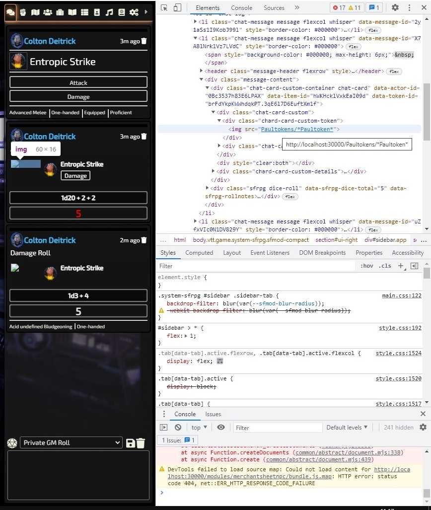 Custom chat cards do not work with wildcard tokens · Issue #529 · foundryvtt-starfinder ...