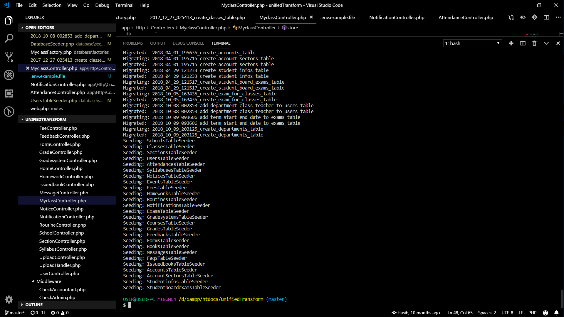 Database seeder throws error · Issue #8 · changeweb/Unifiedtransform · GitHub