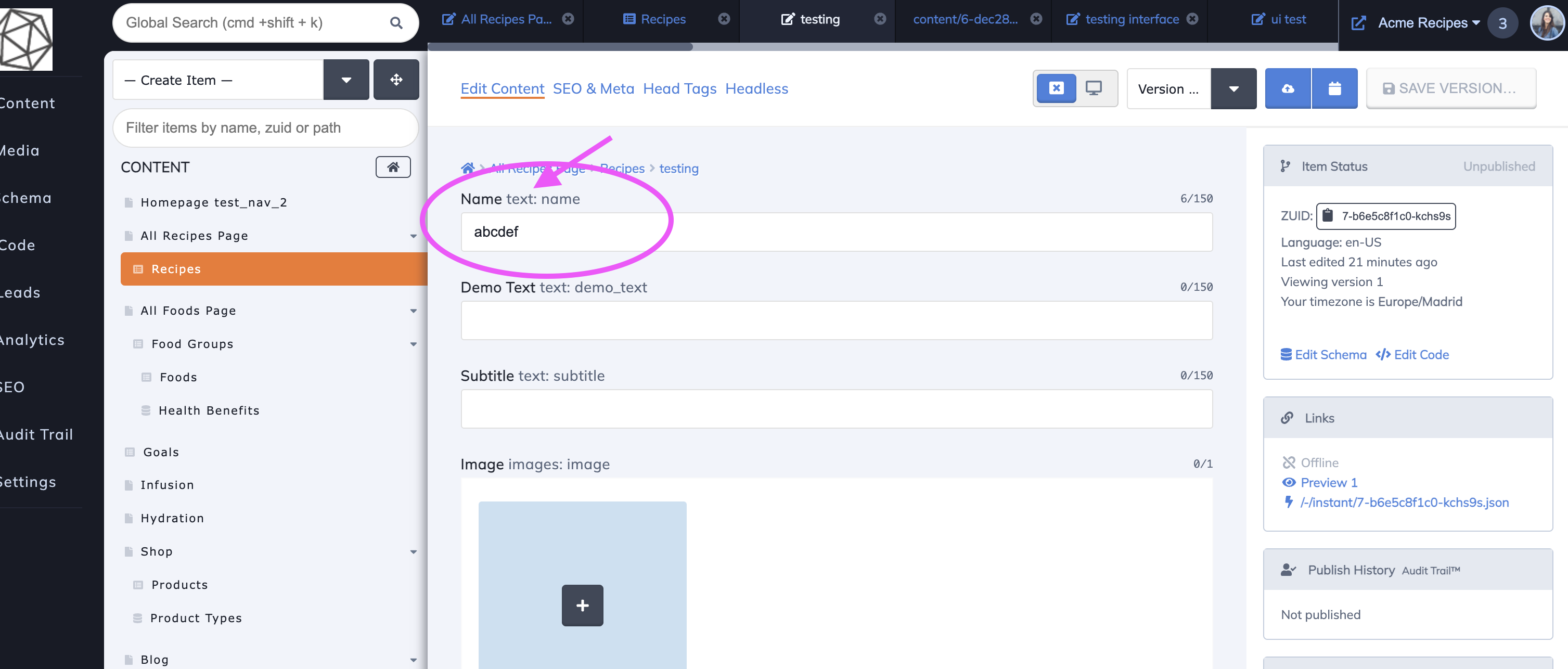 The field type and field code name can be confusing to differenciate ...