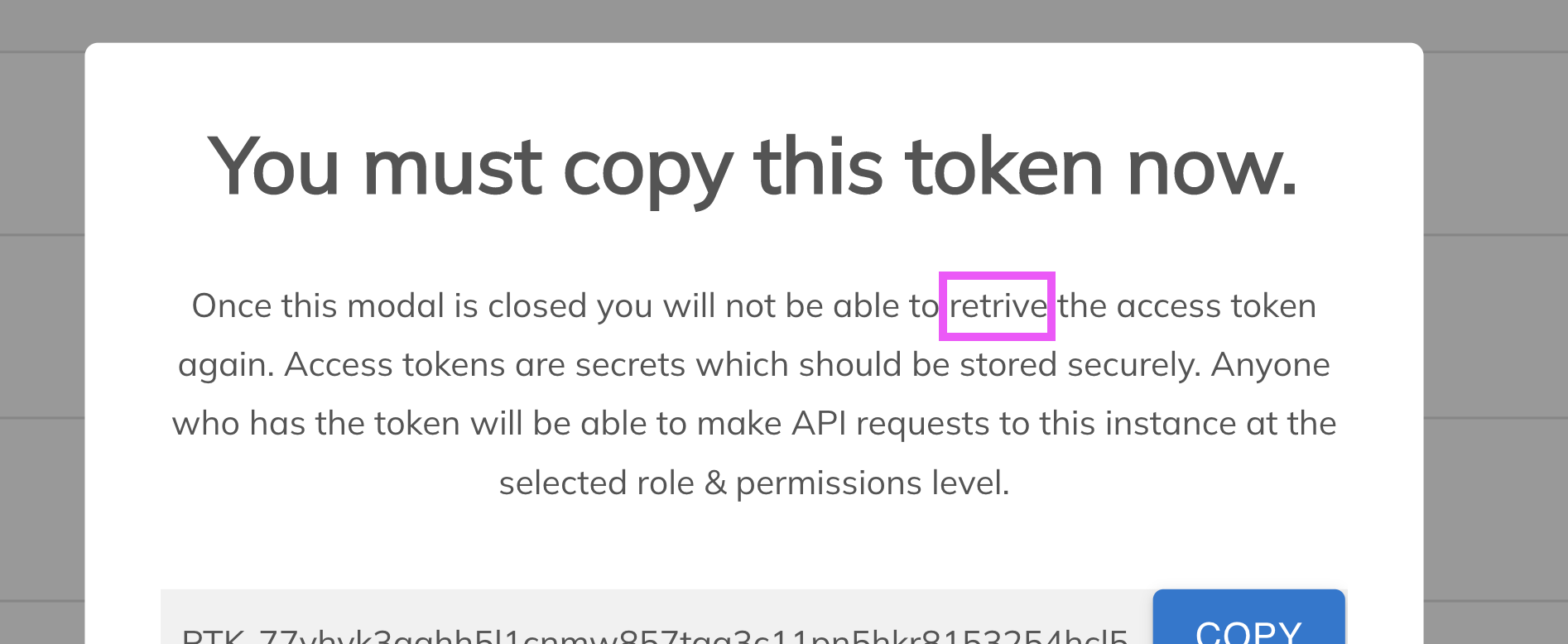 Typo Creating New Access Token · Issue 1126 · Zesty Iowebsite · Github