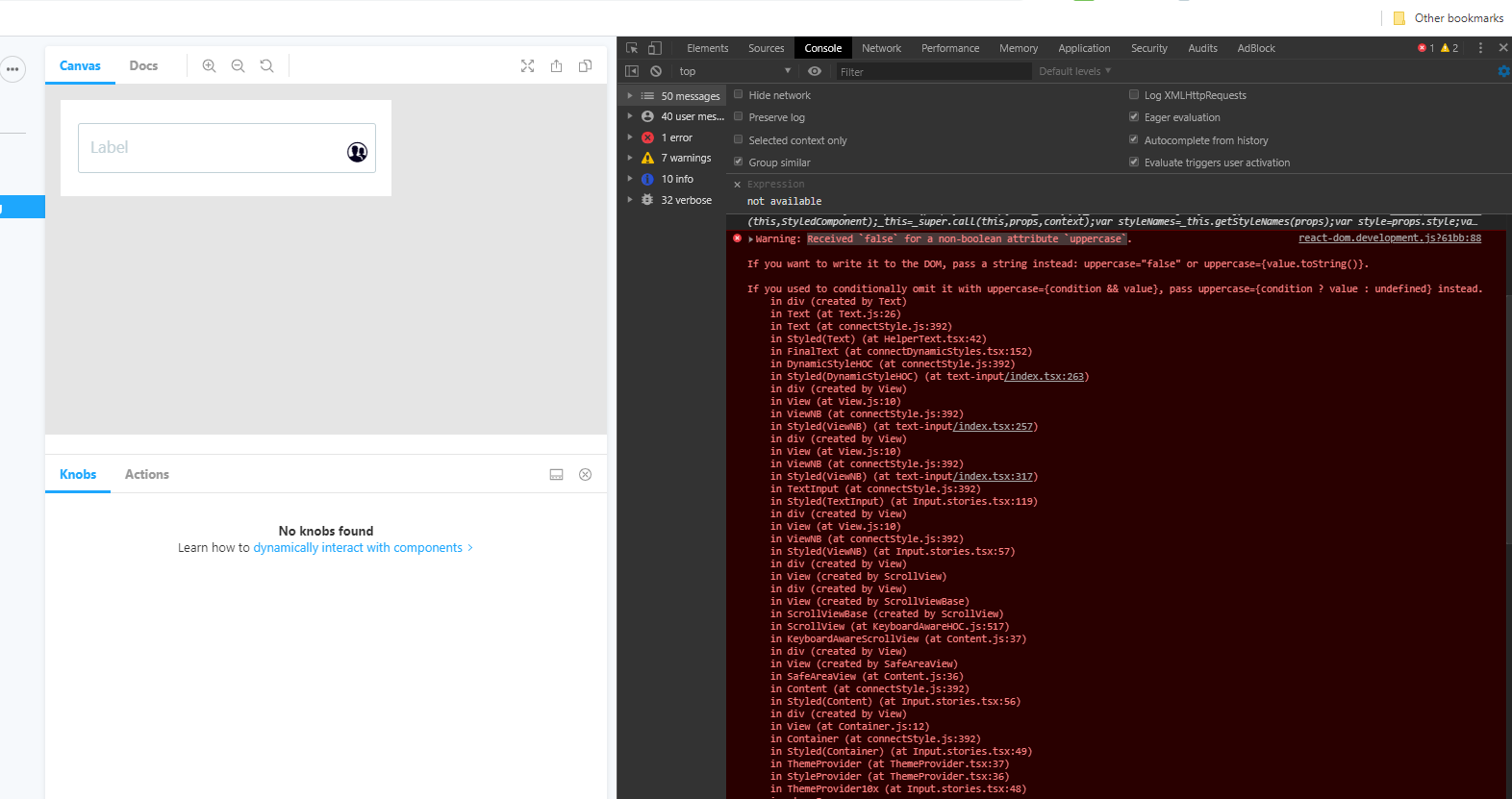 Warning: Received `false` for a non-boolean attribute `uppercase` · Issue #2945 · GeekyAnts ...