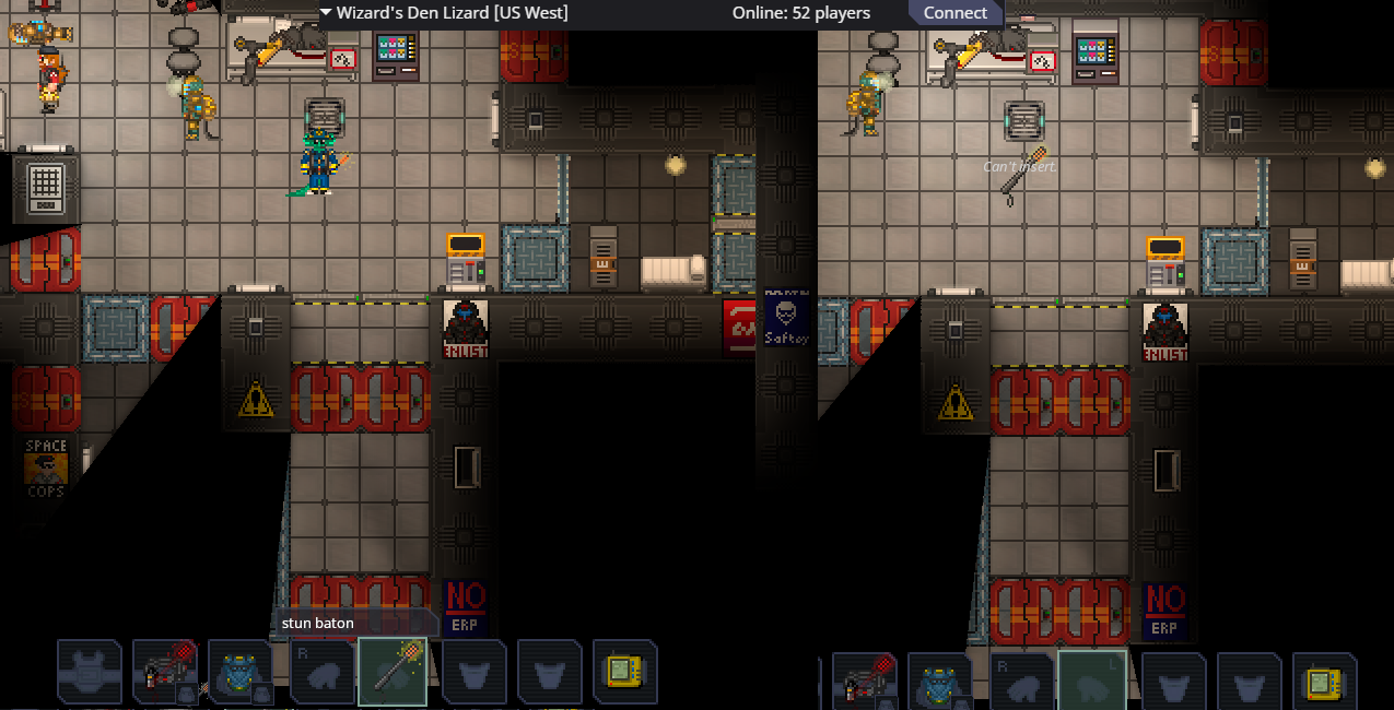 Putting an activated stun baton in a security belt makes you invisible ...