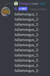 Tall command doesn't doesn't display emotes · Issue #48 ...