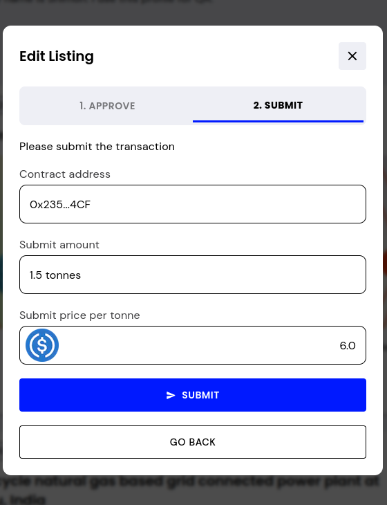 [update listing] Incorrect Approve, Confirm, and Submit amounts · Issue #347 · KlimaDAO/bezos ...