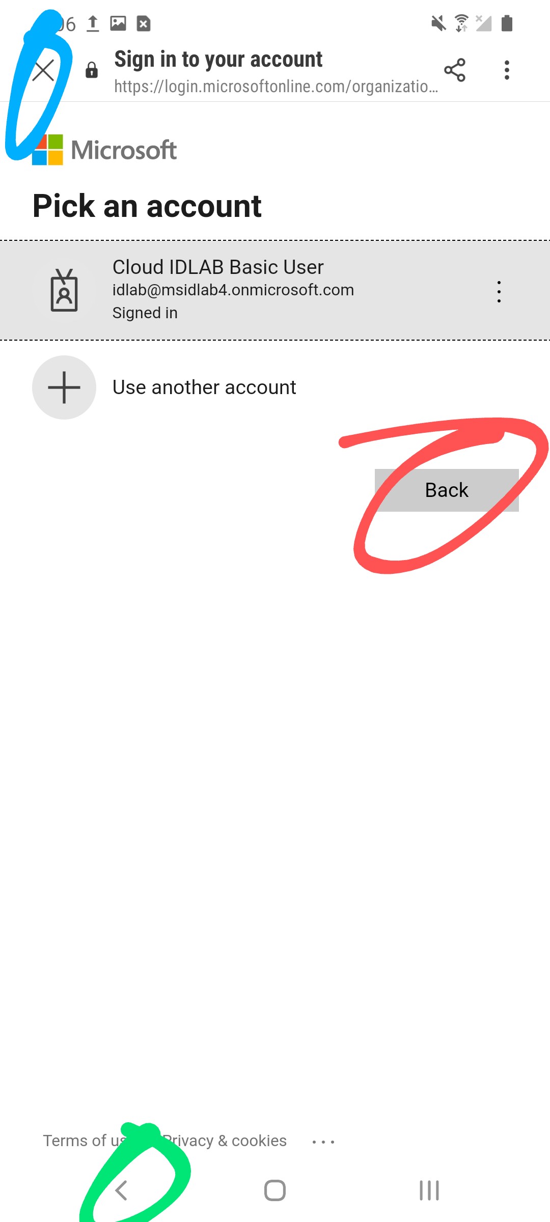 White screen comes up when user clicks back button on page where he has to enter credentials ...