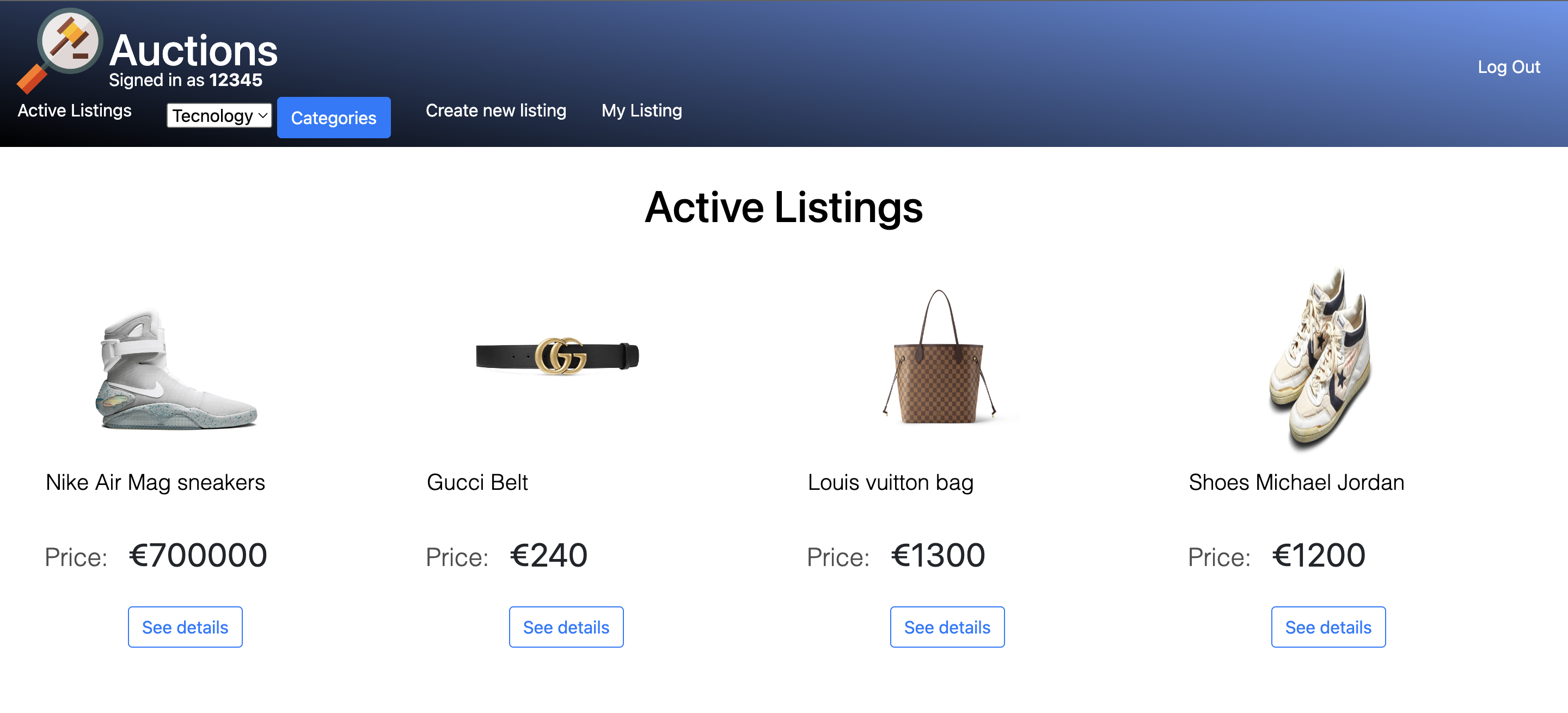 GitHub - bmcaldarella/Auctions-like-ebay: This project is developed with HTML5, CSS, Django, SQL ...