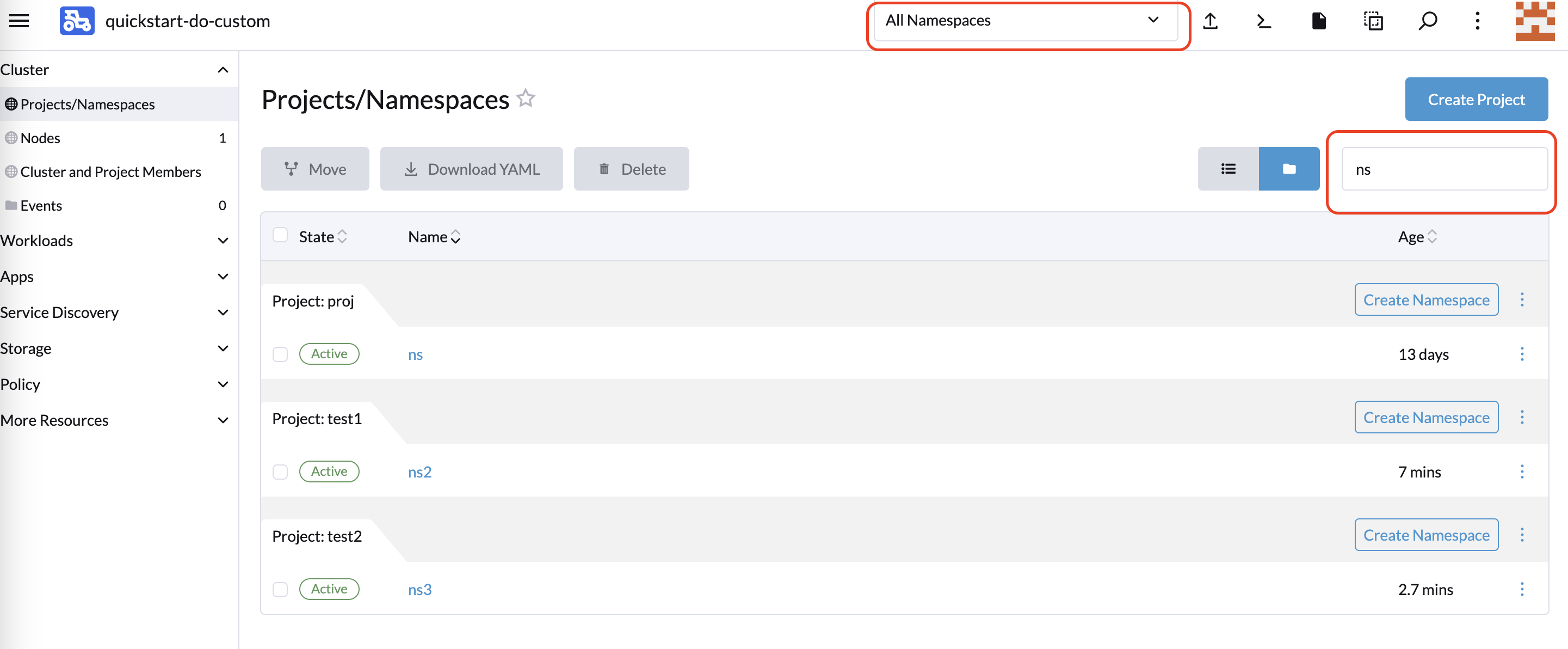 Project/Namespace list filter behaves unexpectedly · Issue #9067 · rancher/dashboard · GitHub