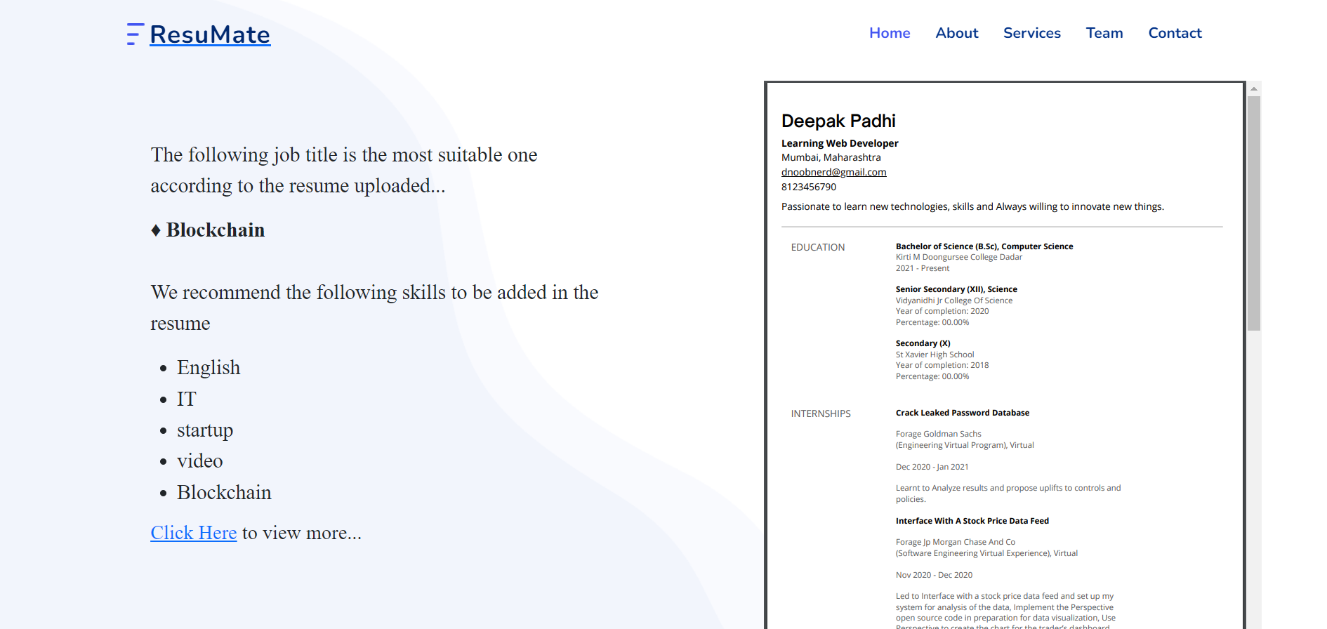 GitHub - ghodkeadityarao/ResuMate-The-Effortless-Resume-Analysis-Tool: ResuMate is a project to ...