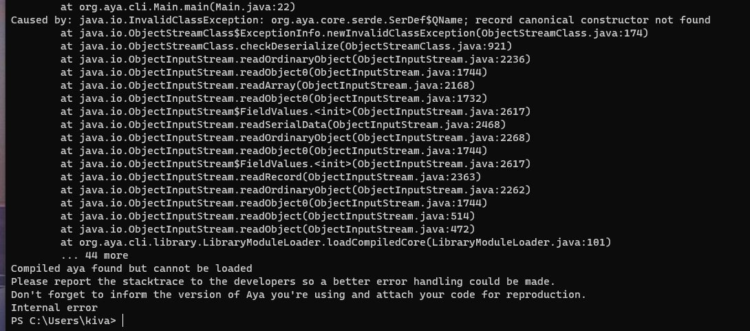 Aya Native on Windows: serialization config seems broken? · Issue #394 · aya-prover/aya-dev · GitHub