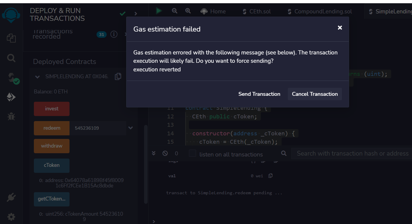 compound v2 lending not working · smartcontractkit full-blockchain-solidity-course-js ...