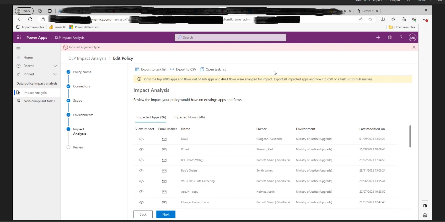 [CoE Starter Kit - BUG] incorrect argument type - dlp impact analysis tool. · Issue #6656 ...