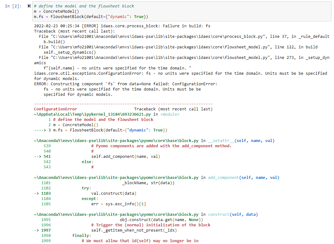 Error when setting "dynamic" to be True · Issue #723 · IDAES/idaes-pse · GitHub