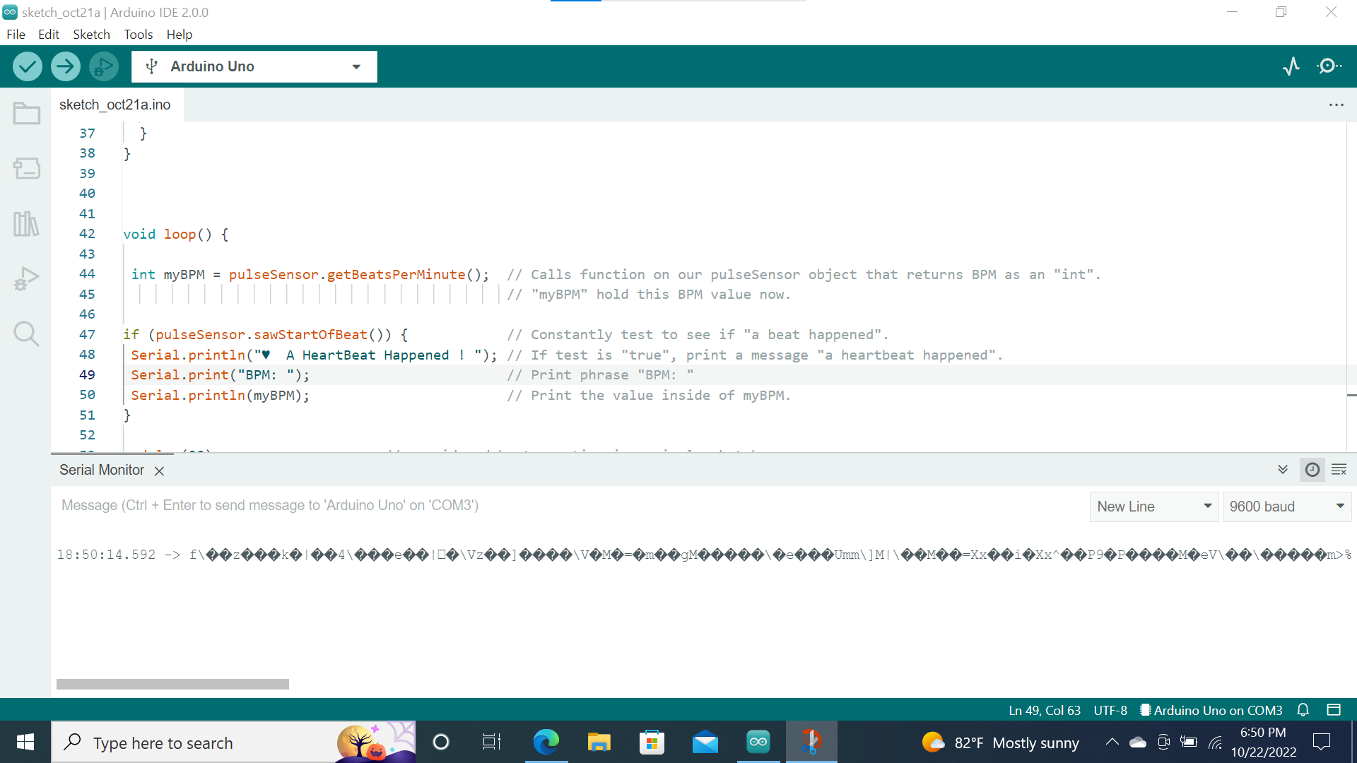 Getting_BPM_to_monitor sketch displaying random values at 11250 baud · Issue #157 ...