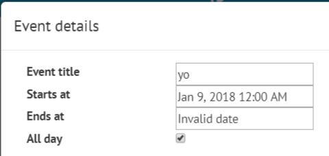 In v3.5.0+, if an allDay event includes the end value with a time, the ...
