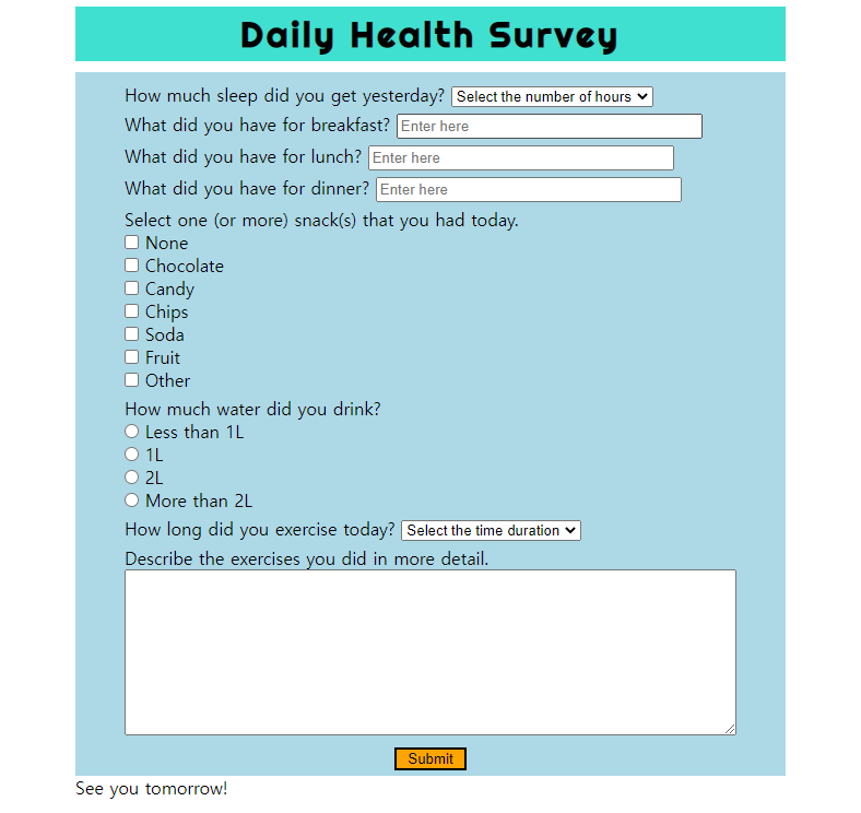 GitHub - shn08111/Health_Survey: A simple survey form that records my ...