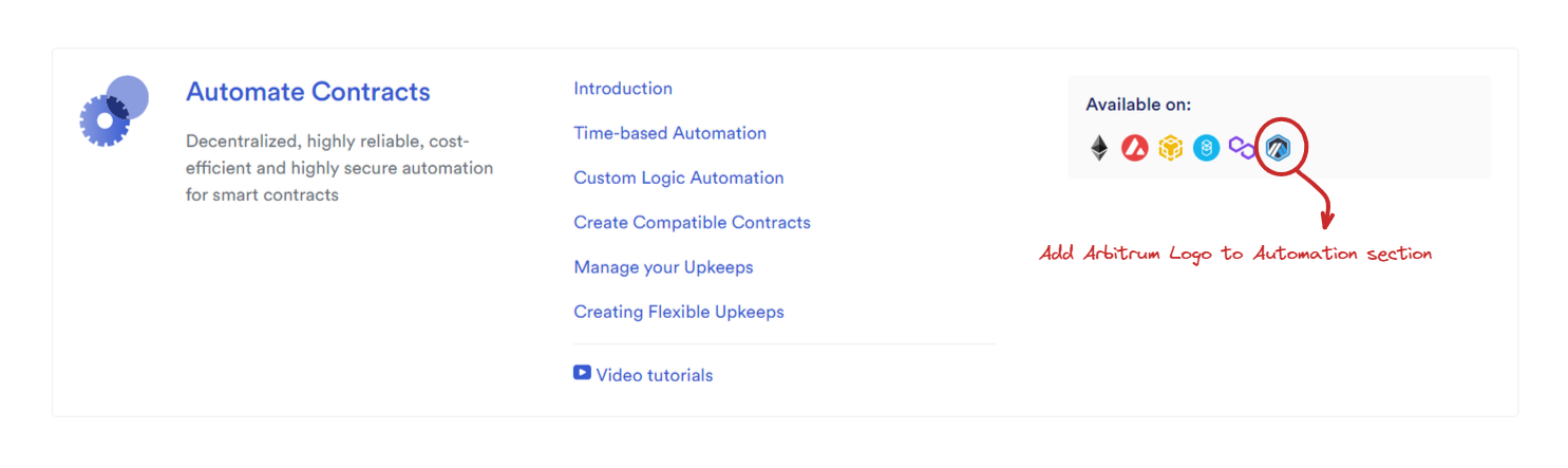 [Enhancement]: Add Arbitrum Logo to Automation section on main page · Issue #1015 ...