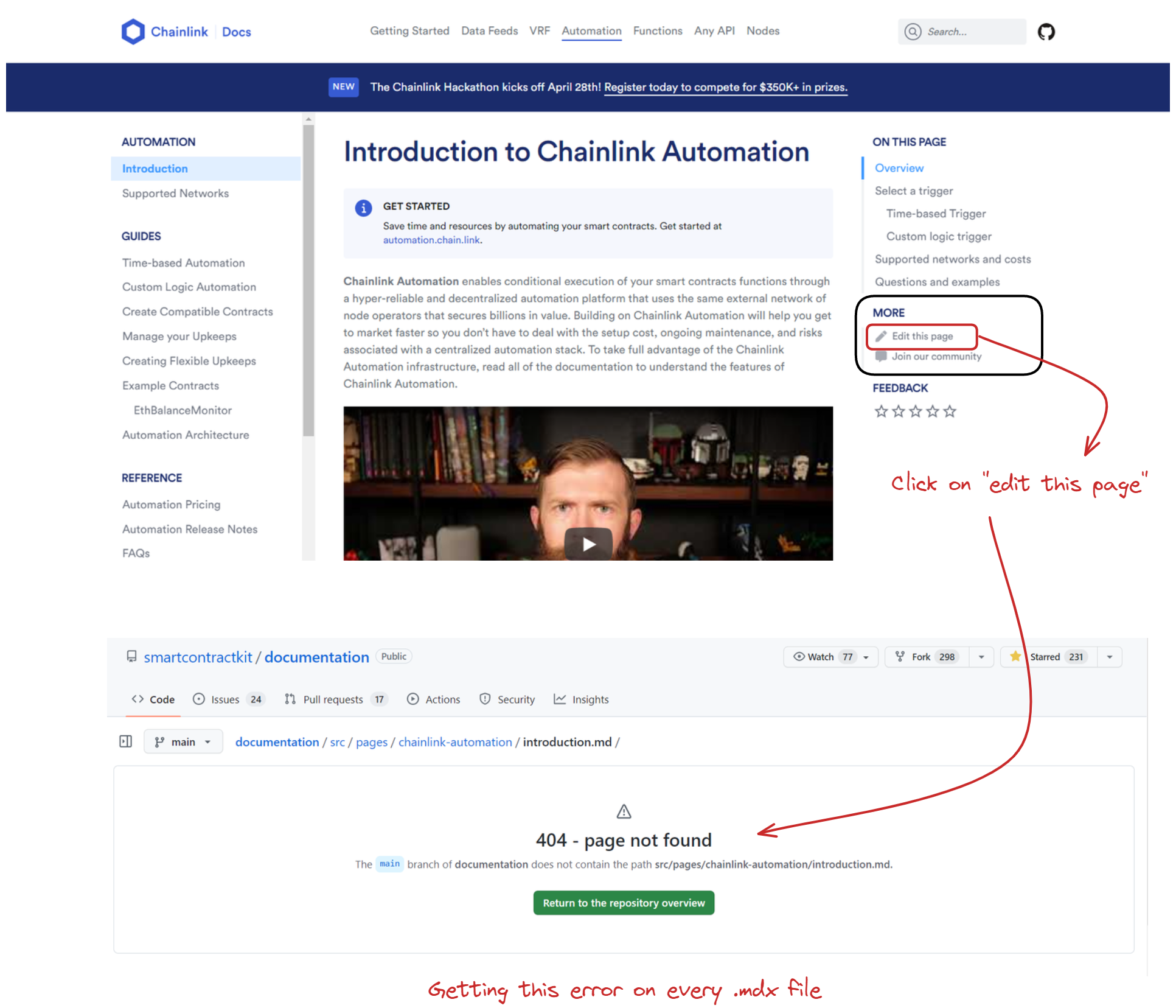 [Bug]: Error when clicking "Edit this page" on Chainlink documentation site · Issue #1226 ...