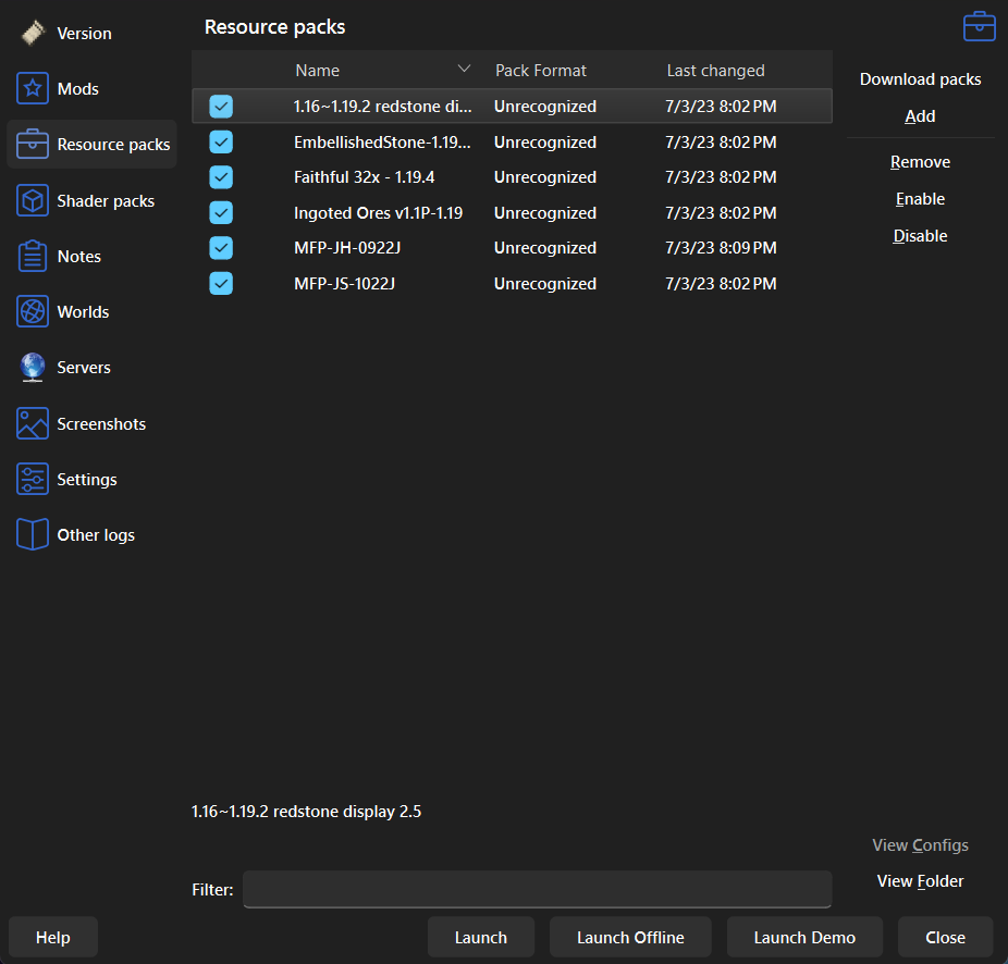 Hey I just want to give you some advice of resourcepack in launcher · Issue #1303 ...