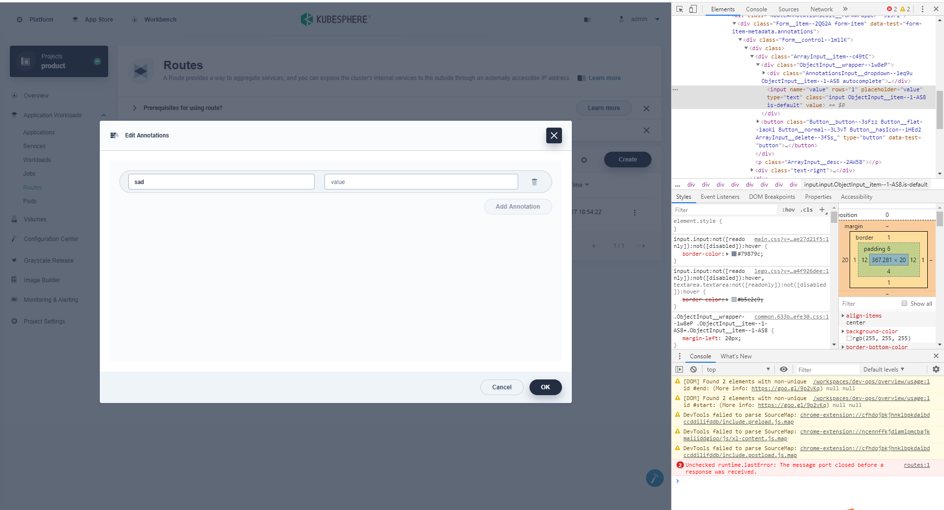 Kubesphere 2.1.1 can't edit ingress annotation via UI · Issue #1931 · kubesphere/kubesphere · GitHub
