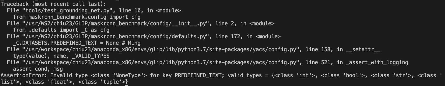 AssertionError: Invalid type for key · Issue #115 · microsoft/GLIP · GitHub