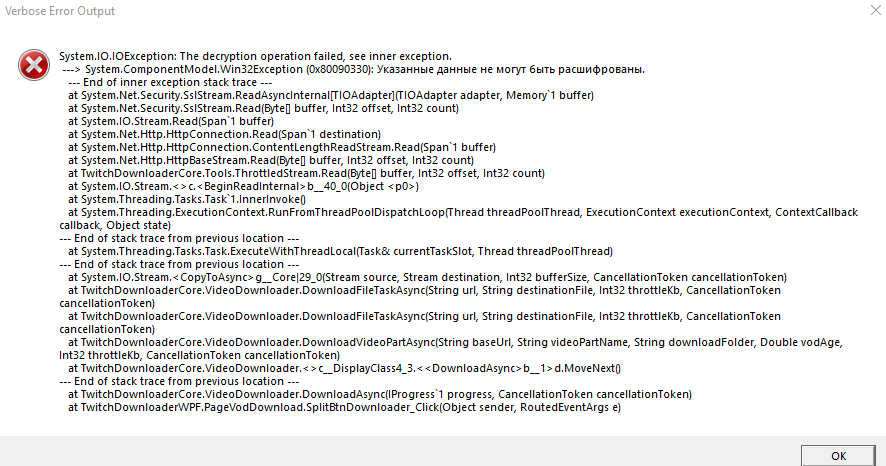 ERROR: The decryption operation failed, see inner exception. · Issue #626 · lay295 ...